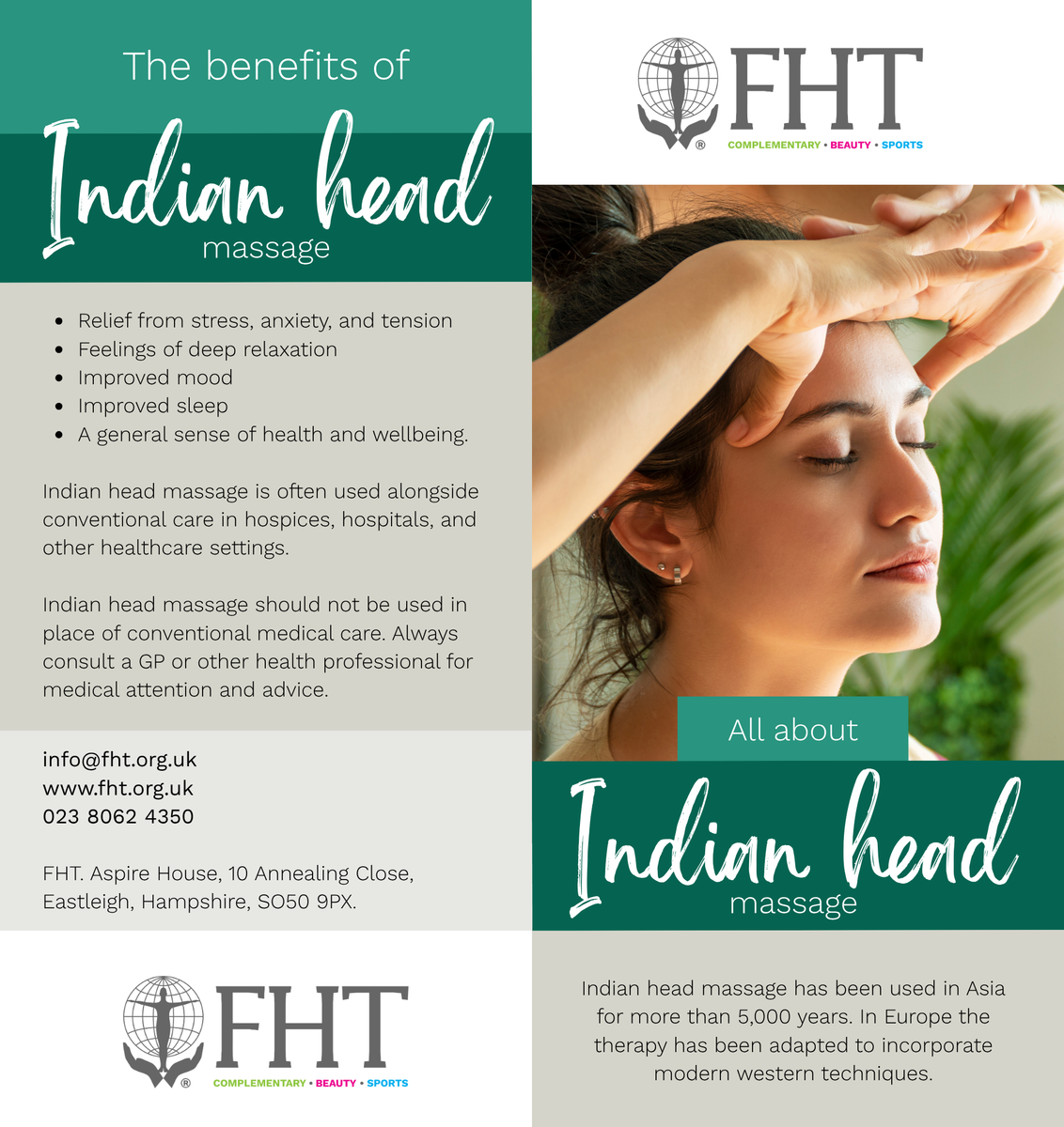 Indian head massage leaflets – FHT Members' Shop