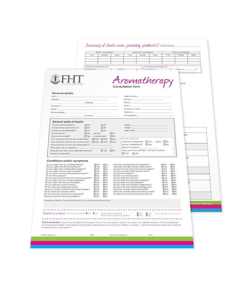 Aromatherapy consultation forms – FHT Members' Shop